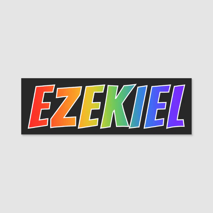 First Name "EZEKIEL": Fun Rainbow Colouring Name Tag | Zazzle