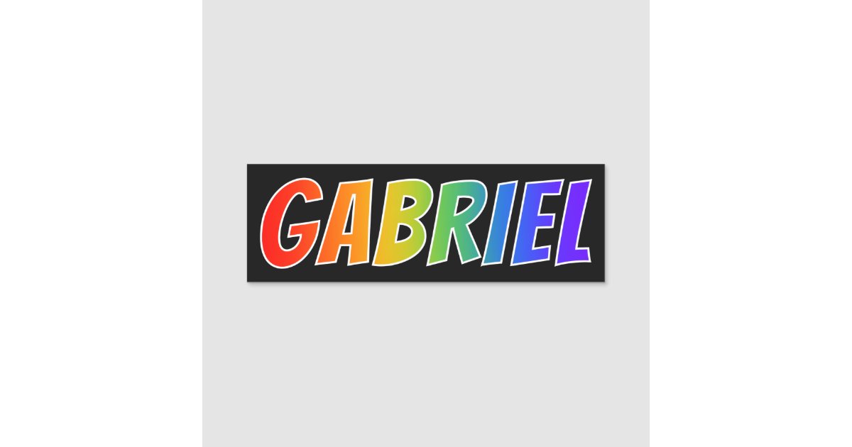 First Name "GABRIEL": Fun Rainbow Colouring Name Tag | Zazzle