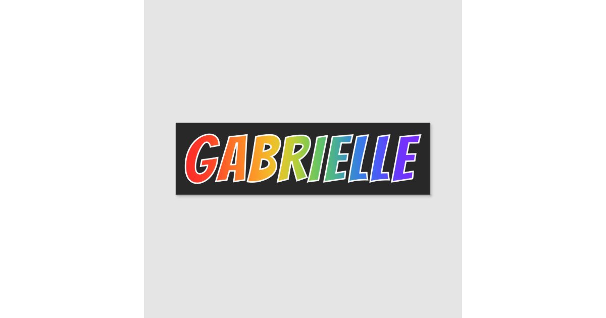First Name "GABRIELLE": Fun Rainbow Colouring Name Tag | Zazzle
