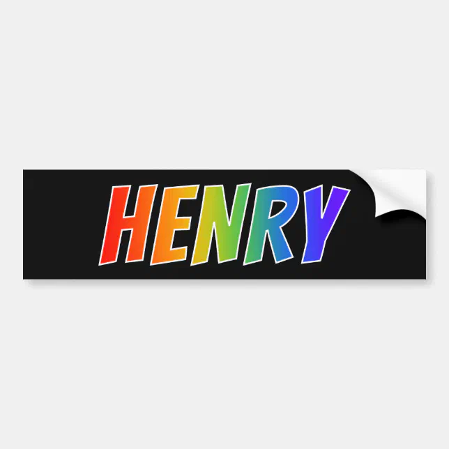 First Name "HENRY": Fun Rainbow Colouring Bumper Sticker | Zazzle