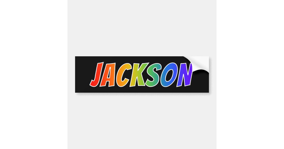 First Name "JACKSON": Fun Rainbow Colouring Bumper Sticker | Zazzle