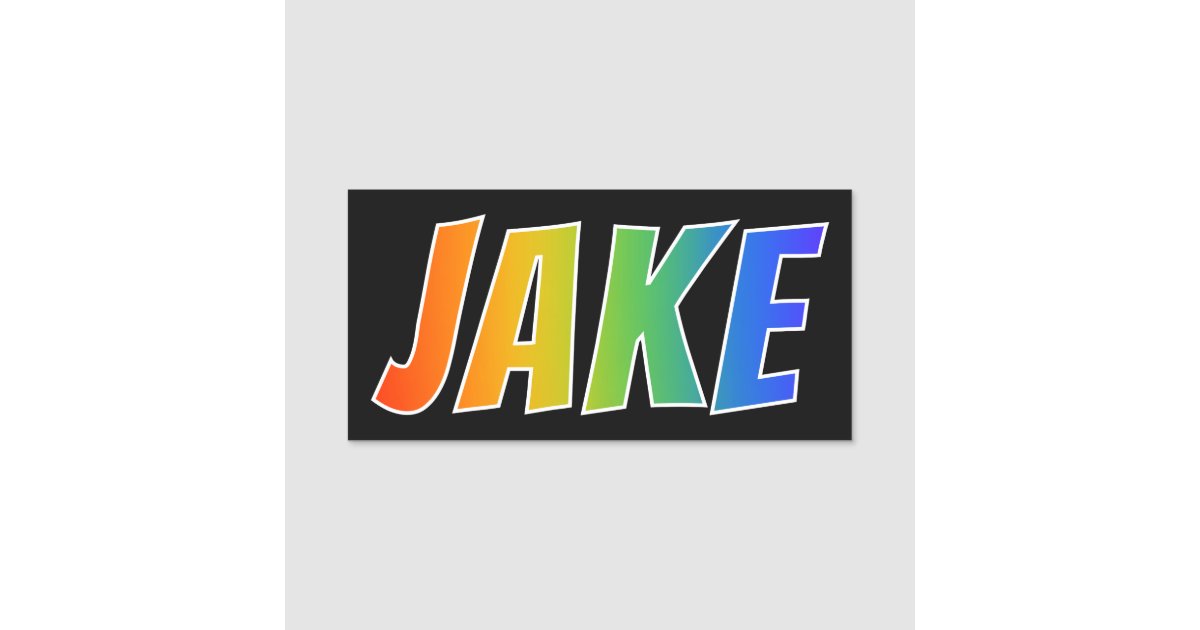First Name "JAKE": Fun Rainbow Colouring Name Tag | Zazzle