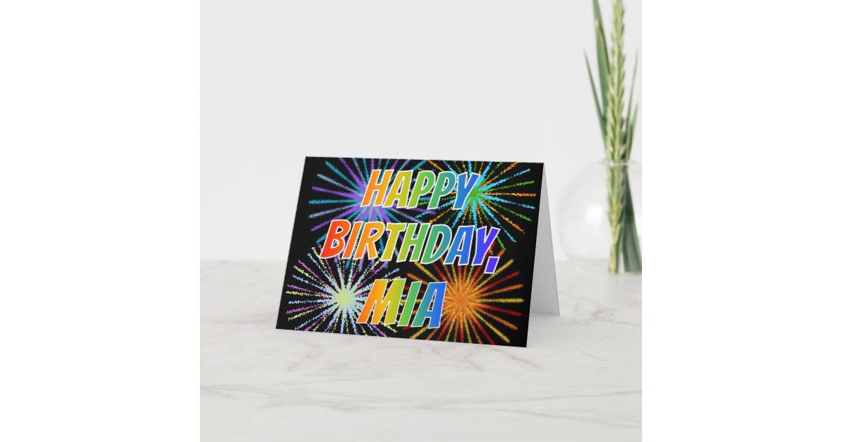 First Name "MIA" Fun "HAPPY BIRTHDAY" Card | Zazzle