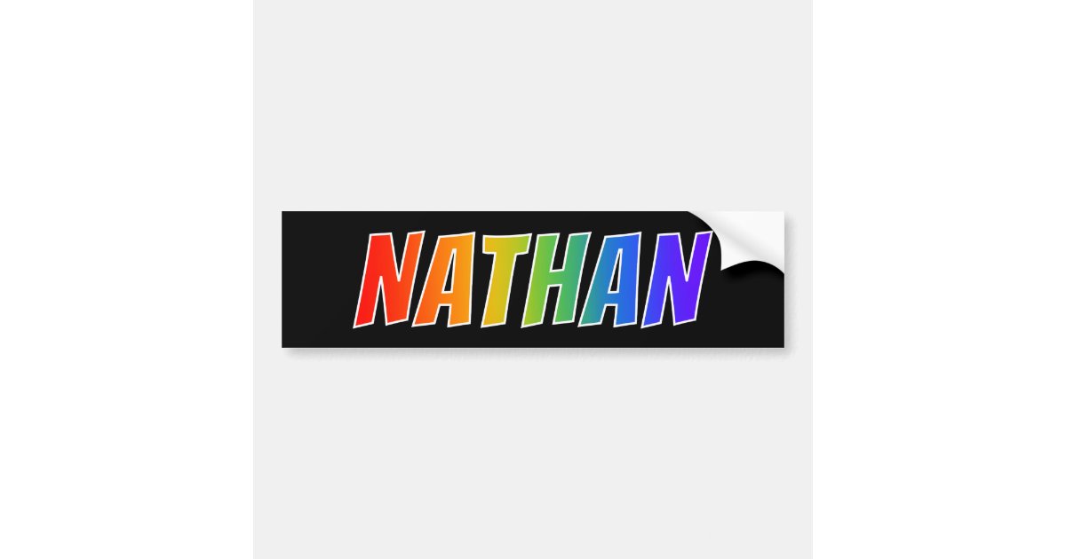First Name "NATHAN": Fun Rainbow Colouring Bumper Sticker | Zazzle