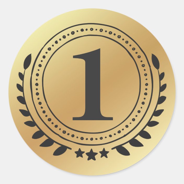 First Place Honour Gold Medal With Gold Gradient Classic Round Sticker ...