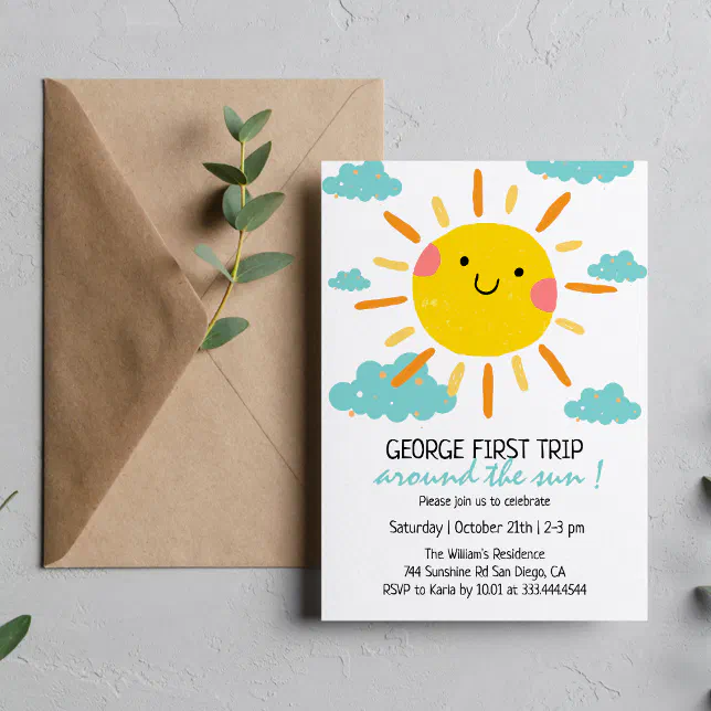 First Trip Around The Sun 1st Birthday Invitation | Zazzle