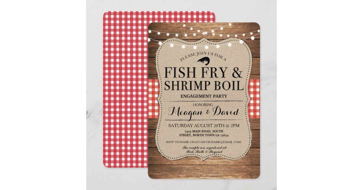 Fish Fry Engagement Party Shower Shrimp Boil Invitation | Zazzle