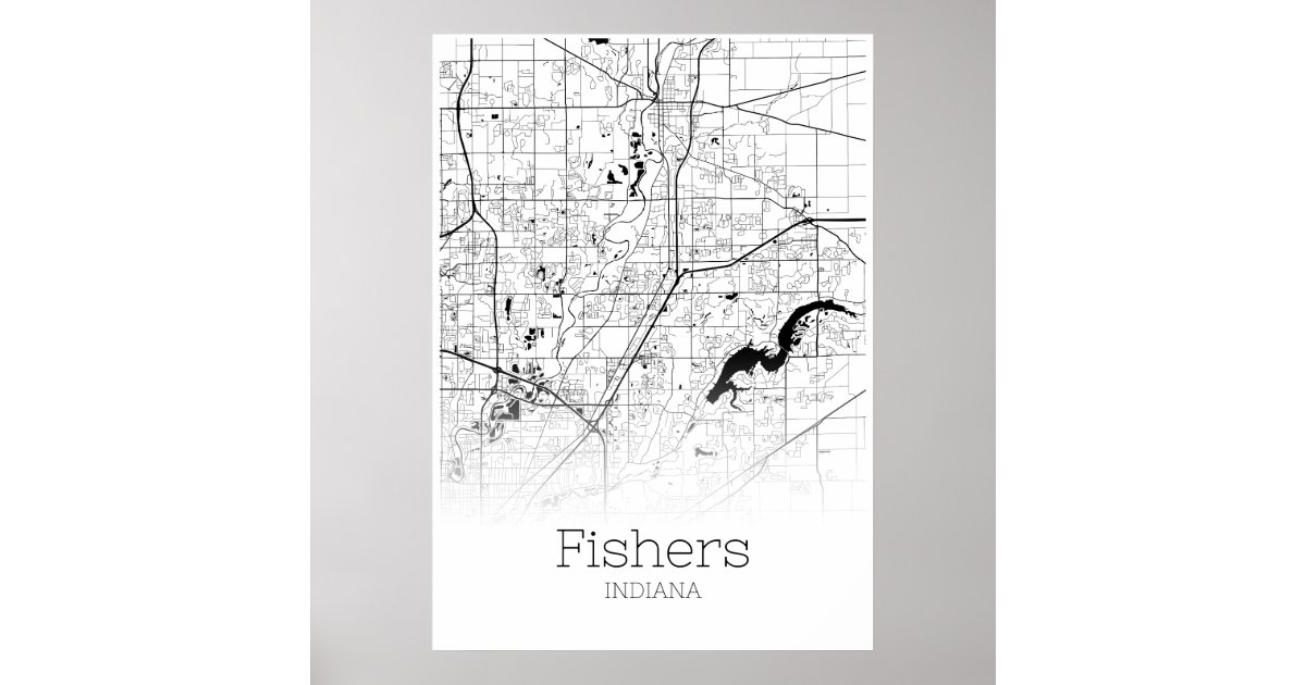 Fishers Map - Indiana - City Map Poster | Zazzle