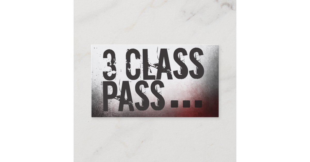 Fitness Class Business Card 3 Class Pass Card | Zazzle