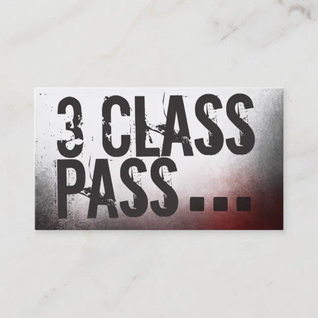 Fitness Class Business Card 3 Class Pass Card | Zazzle