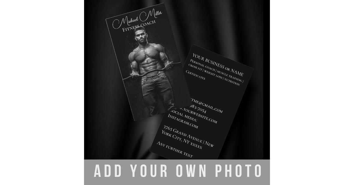 Fitness trainer body building coach instructor business card | Zazzle