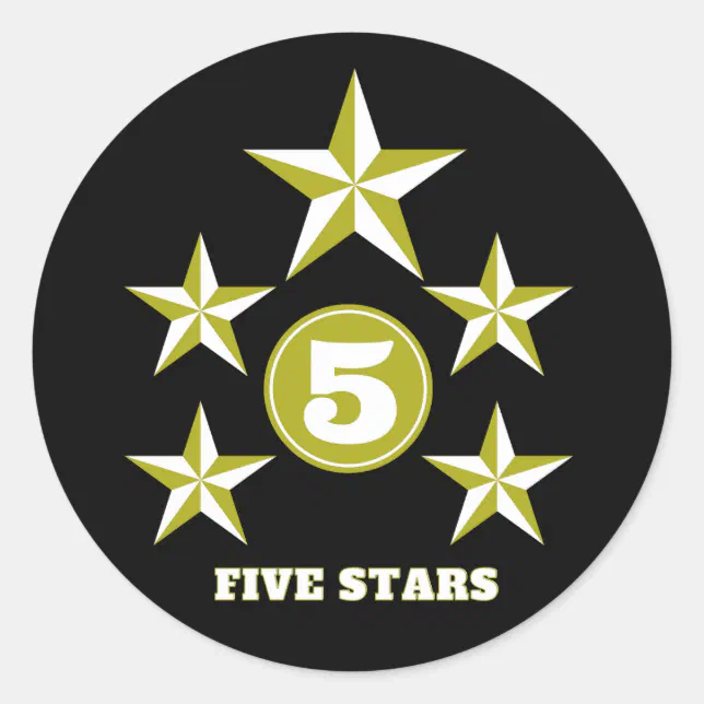 five stars amazing classic round sticker | Zazzle