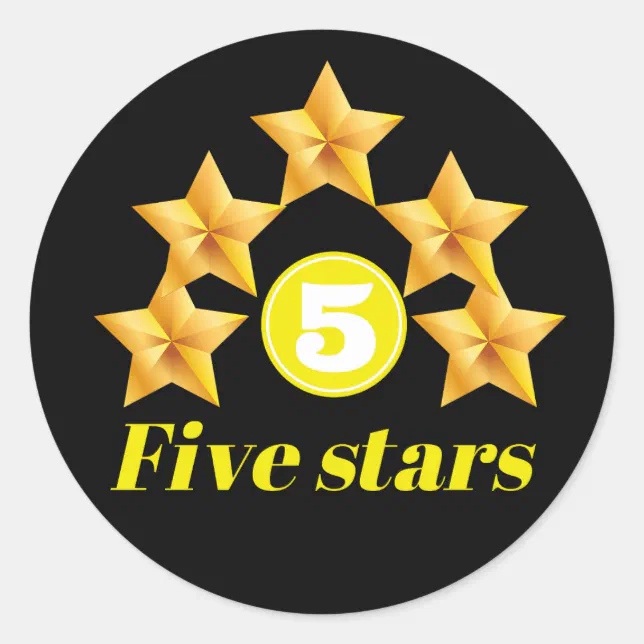 five stars Amazing Classic Round Sticker | Zazzle