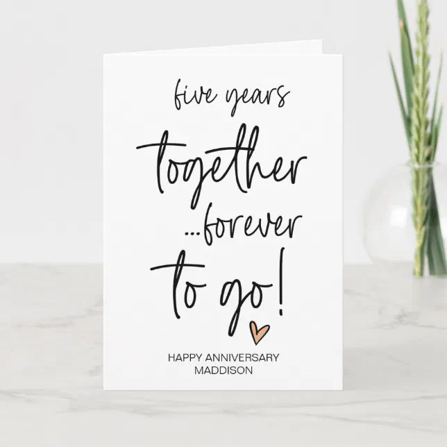 Five Years Together Wedding Anniversary Husband Card | Zazzle