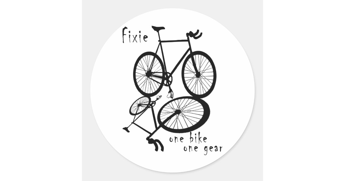 Fixie - one bike one gear classic round sticker | Zazzle