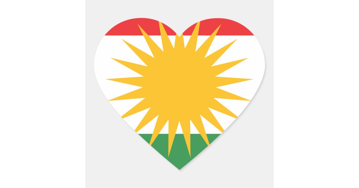 Flag of Kurdistan; Kurd; Kurdish Heart Sticker | Zazzle