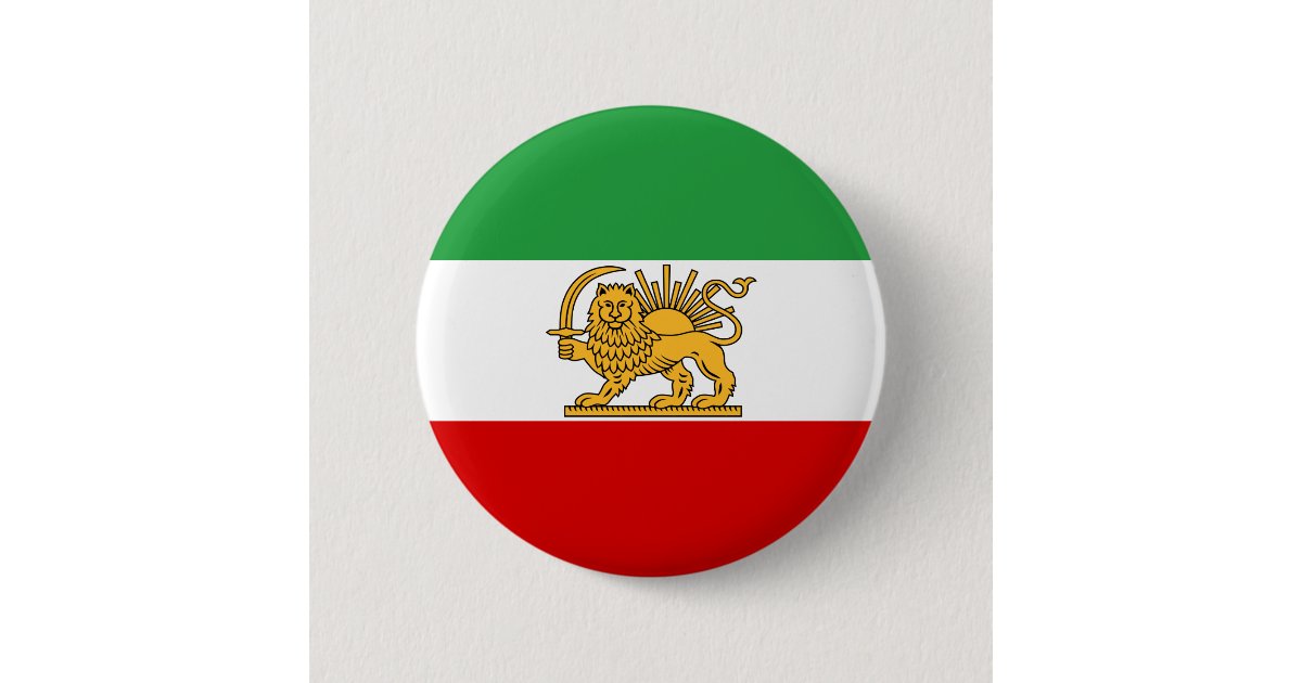 Flag of the Shah of Iran (1964-1980) شیر و خورشید 6 Cm Round Badge | Zazzle
