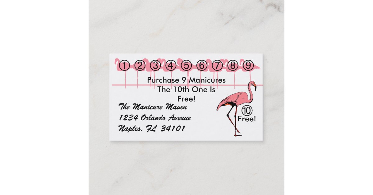 Flamingo Loyalty Rewards Business Punch Cards Bird | Zazzle