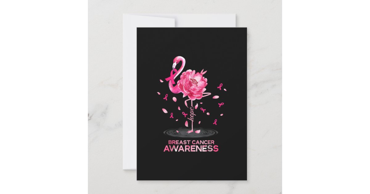 Flamingo Pink Ribbon Breast Cancer Awareness Invitation | Zazzle