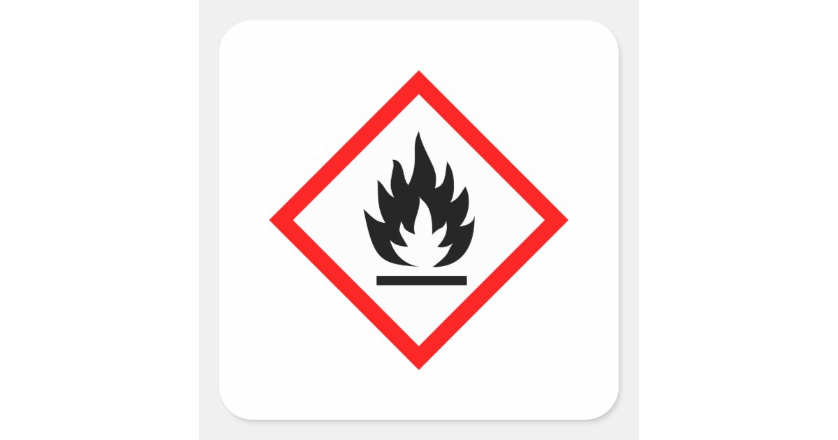 Flammable Pictogram / Symbol Square Sticker | Zazzle