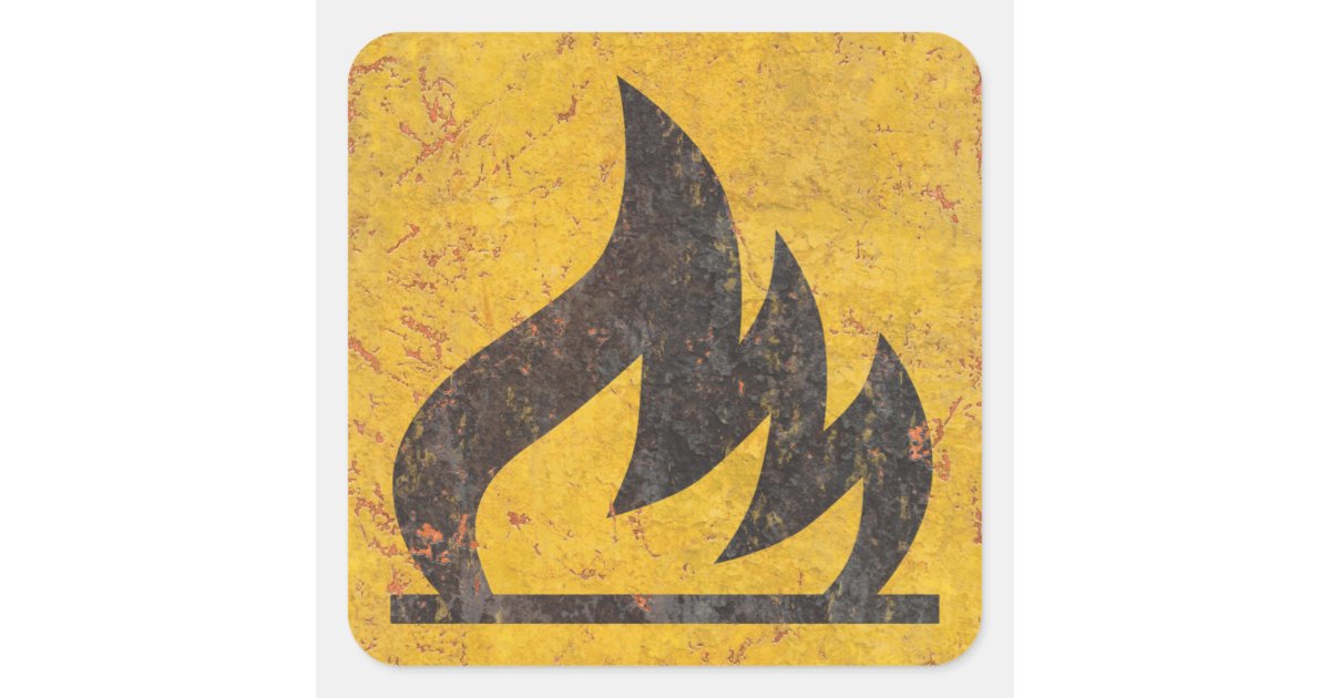 Flammable Warning Sign Square Sticker | Zazzle