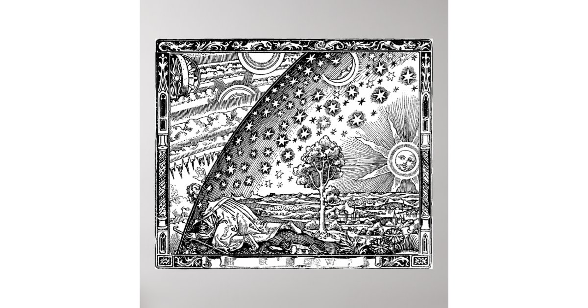 Flammarion Engraving The Sun and the Stars Poster | Zazzle