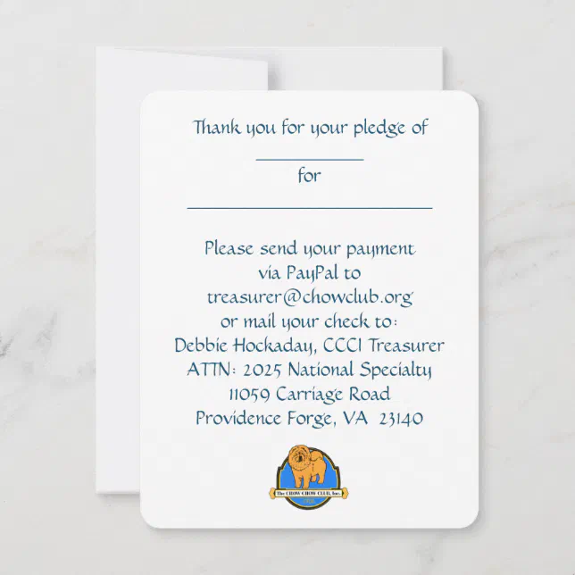 FLAT THANK YOU FOR YOUR PLEDGE CARD | Zazzle