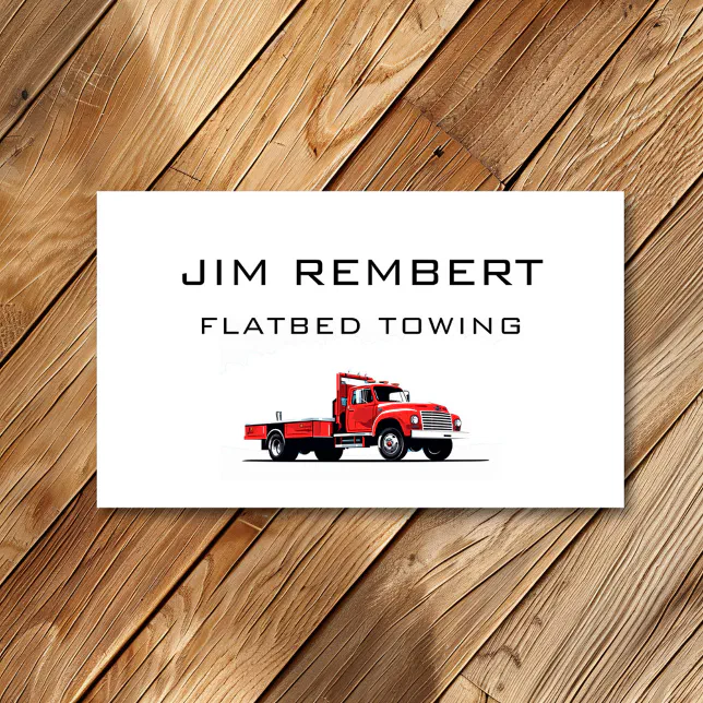 Flatbed Towing Repo Services Red Towtruck Business Card | Zazzle