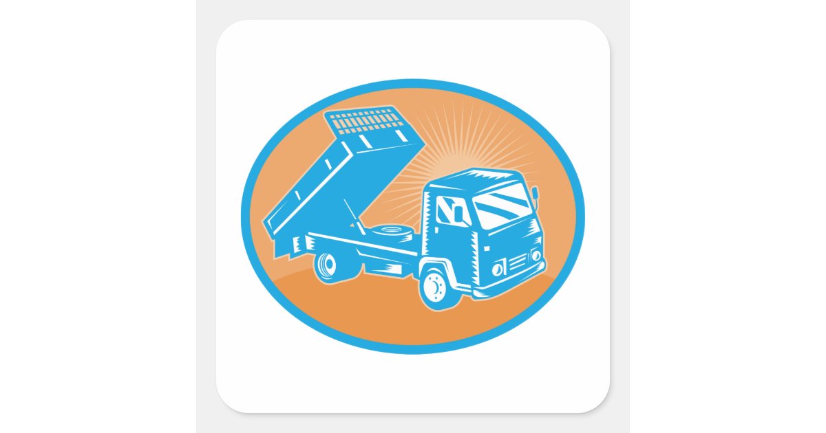 Flatbed Truck Vehicle Square Sticker | Zazzle