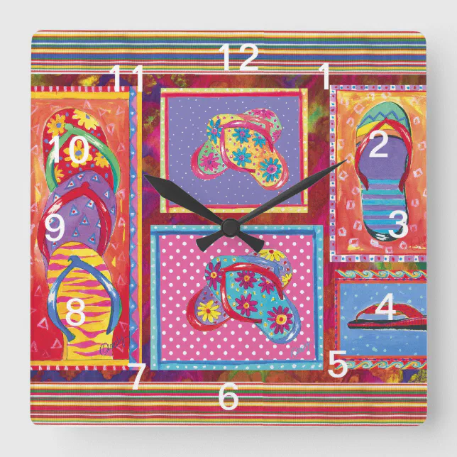 Flip-flop Fun Collage wall clock | Zazzle