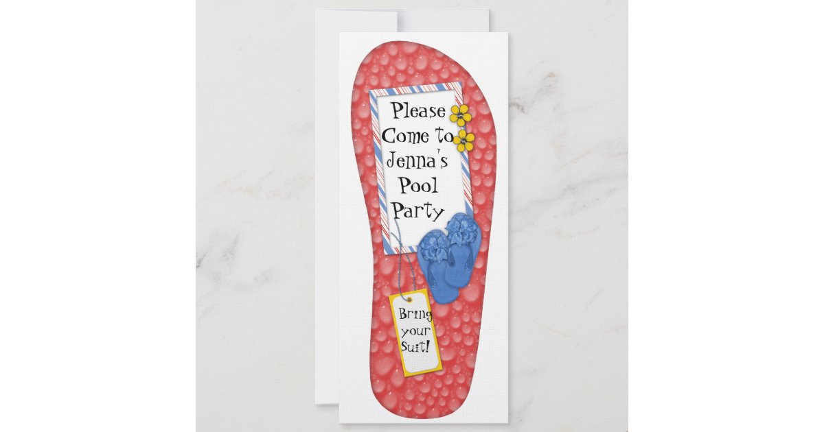 Flip Flop Pool party Birthday Invitation | Zazzle