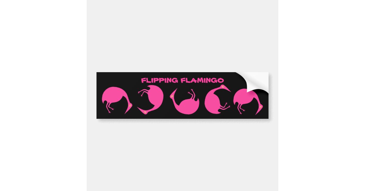 FLIPPING FLAMINGO ~TUMBLING BIRDS BUMPER STICKER | Zazzle
