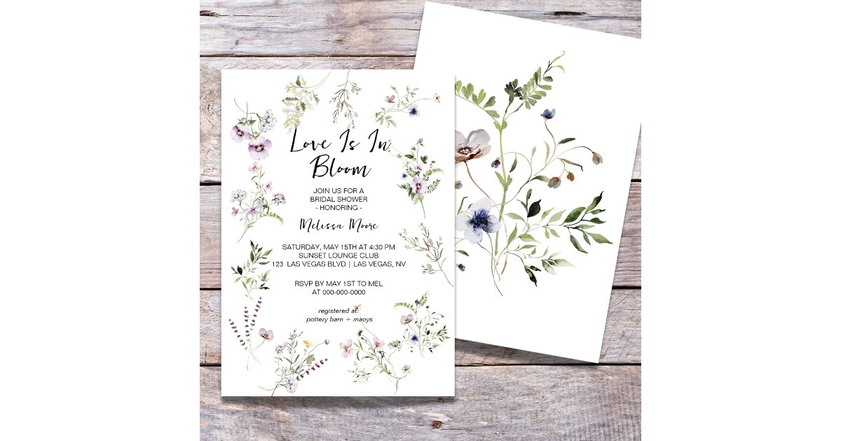 Floating Flower Blooms Bridal Shower Invitation | Zazzle