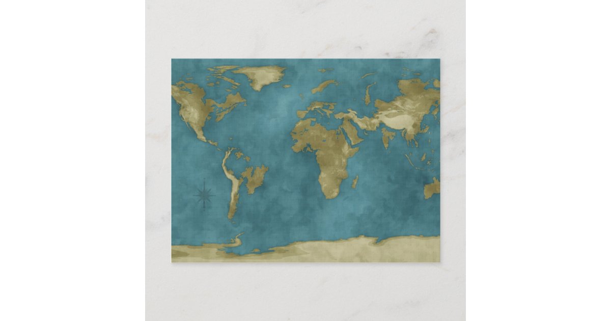 Flooded World Map Postcard | Zazzle