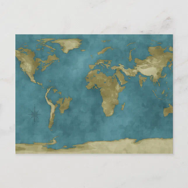Flooded World Map Postcard | Zazzle