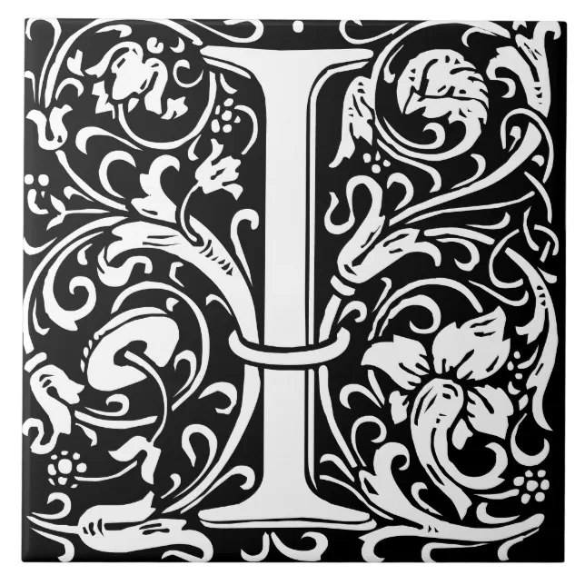 Floral Alphabet Monogram Letter I Tile | Zazzle
