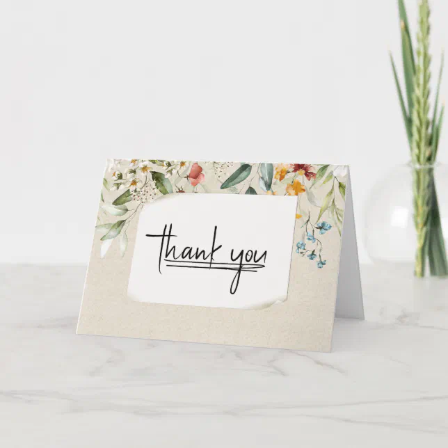Floral Border Thank You Card | Zazzle