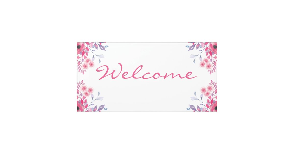 Floral Border Welcome Front Door Sign | Zazzle