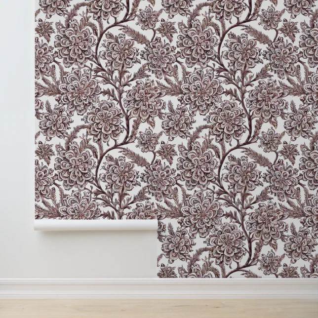 Floral byzantine flower collage vintage country wallpaper | Zazzle