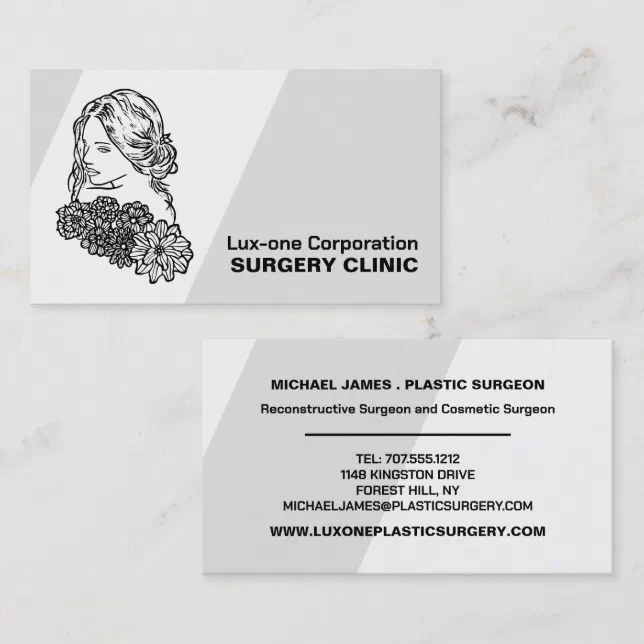 Floral Model, Plastic Surgeon, Plastic Surgery Business Card | Zazzle