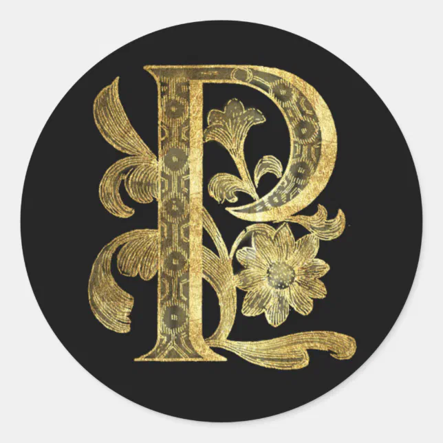 Floral Monogram P Classic Round Sticker | Zazzle