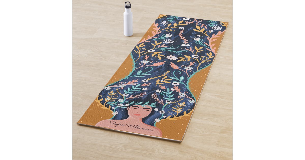 Floral Spiritual Woman Botanical Floral Forest Yoga Mat | Zazzle