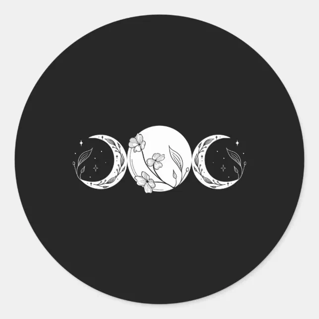Floral Triple Moon Goddessmoon Phase Classic Round Sticker | Zazzle
