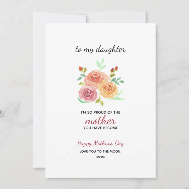 Floral Watercolor Mother's Day to Daughter Card | Zazzle