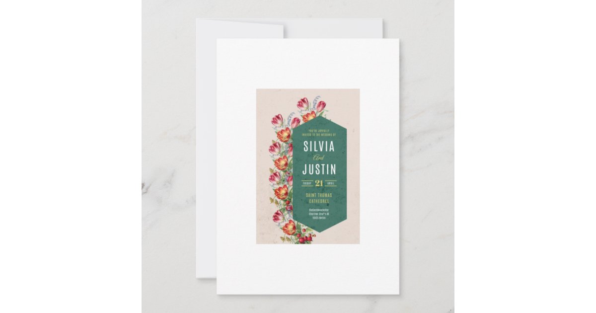 FLORAL WEDDING INVITATION TEXTURED PAPER CARD | Zazzle
