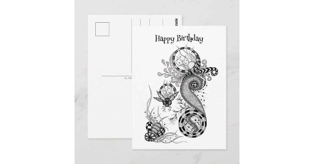 Florale Tangle drawing Postcard | Zazzle