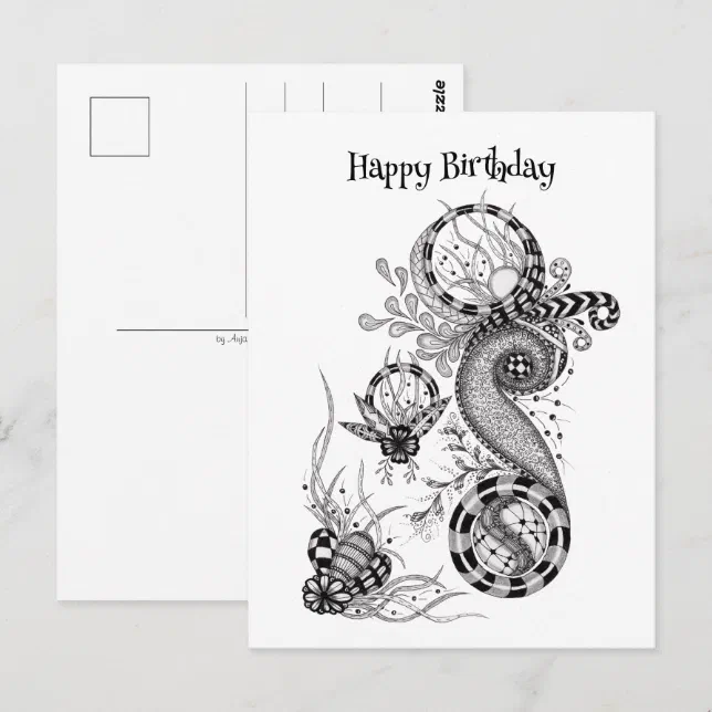 Florale Tangle drawing Postcard | Zazzle