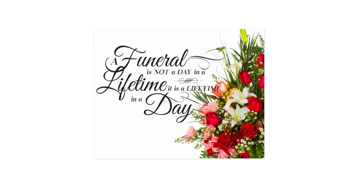 Flower bouquet script sympathy quote for funeral postcard | Zazzle.co.uk