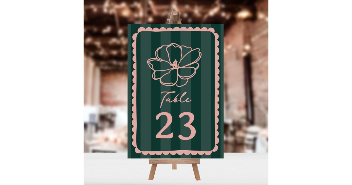 Flower Green Stripe Wedding Invitation | Zazzle