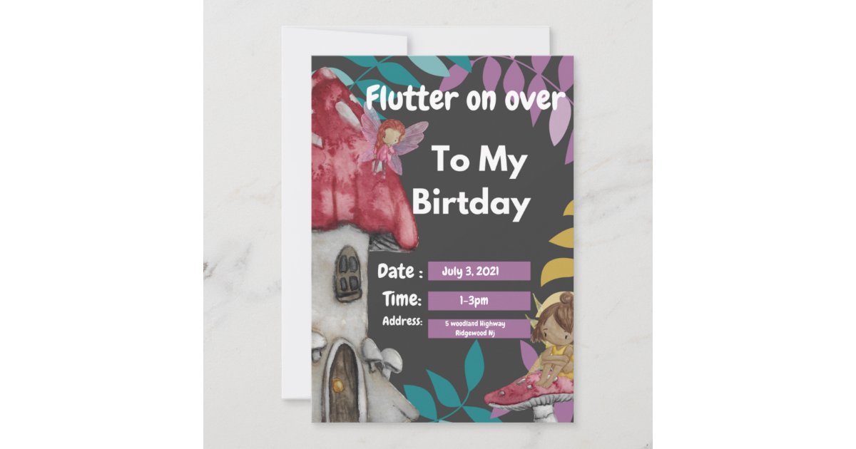 Flutter on Over Birthday Invitation Card | Zazzle